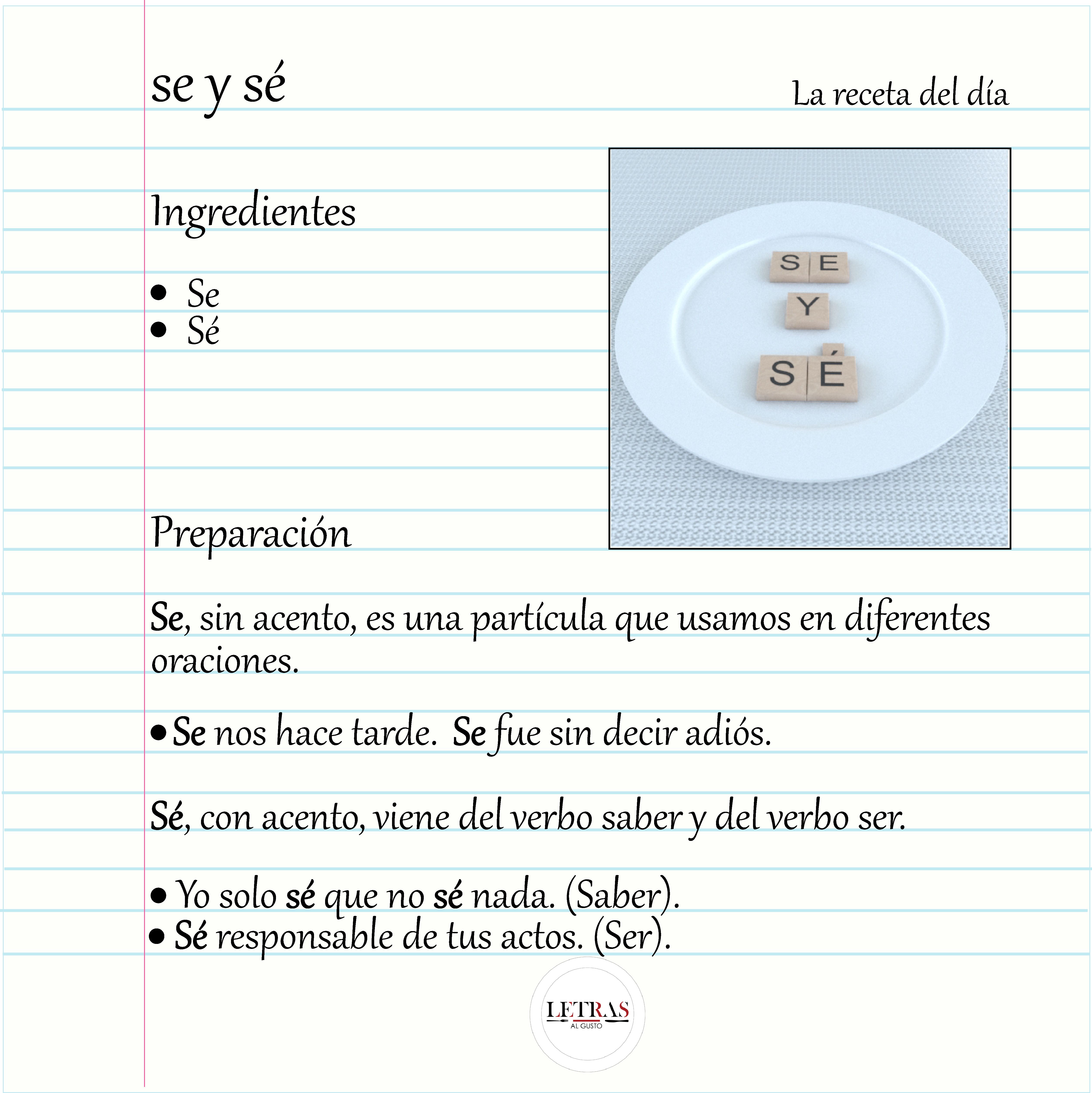 Diferencias entre se y sé | Letras al Gusto
