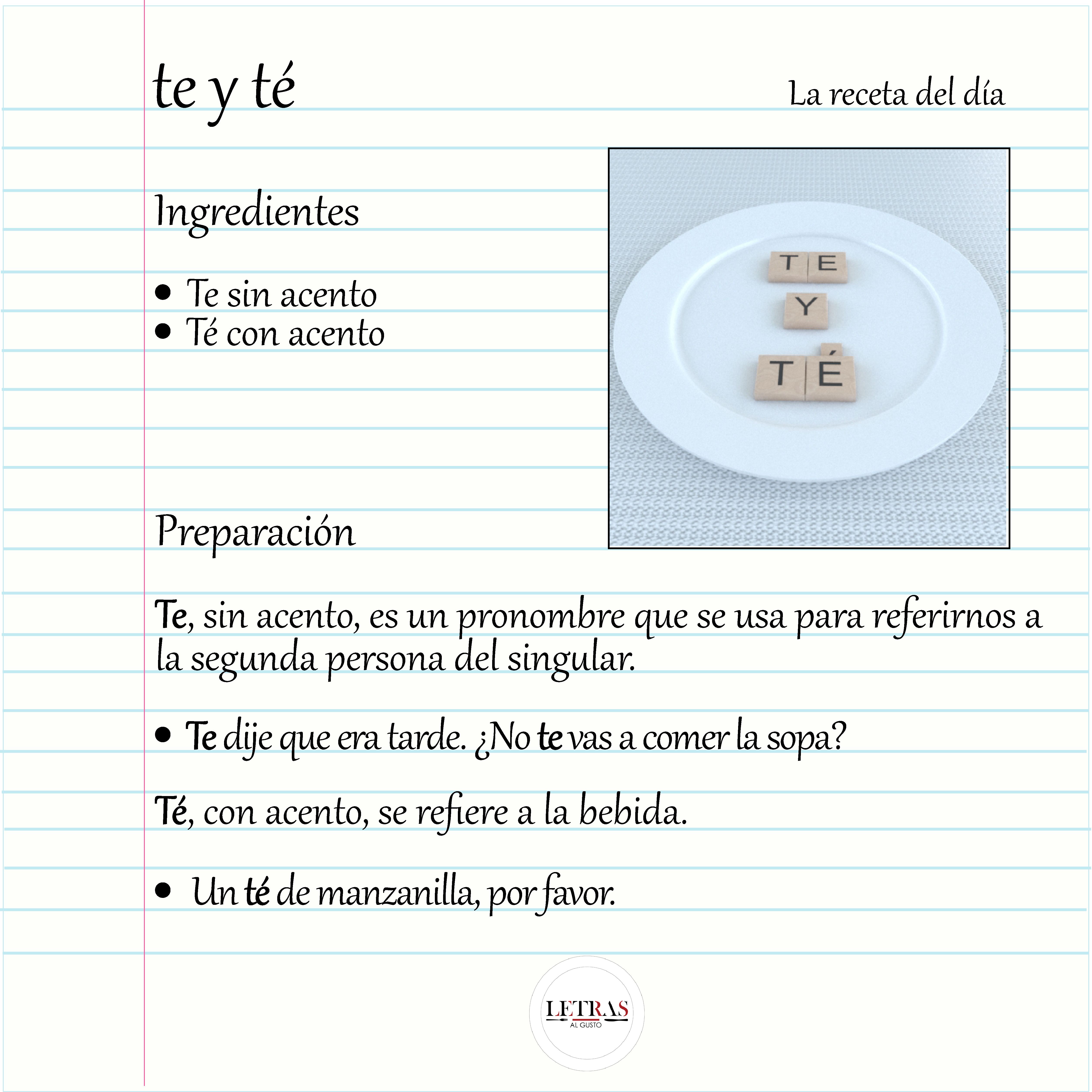 Diferencias entre te y té | Letras al Gusto