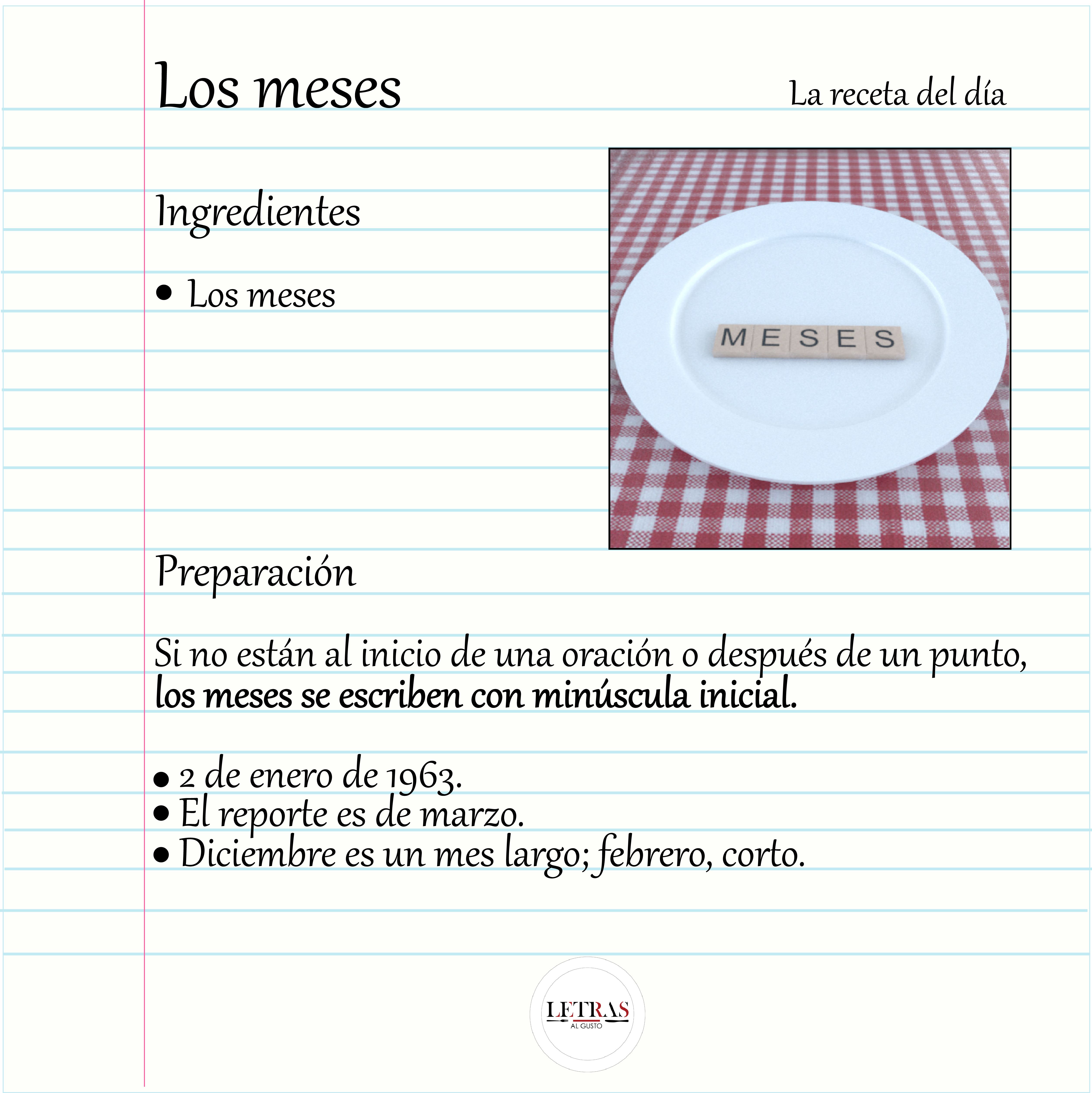 Los meses se escriben con minúscula | Letras al Gusto