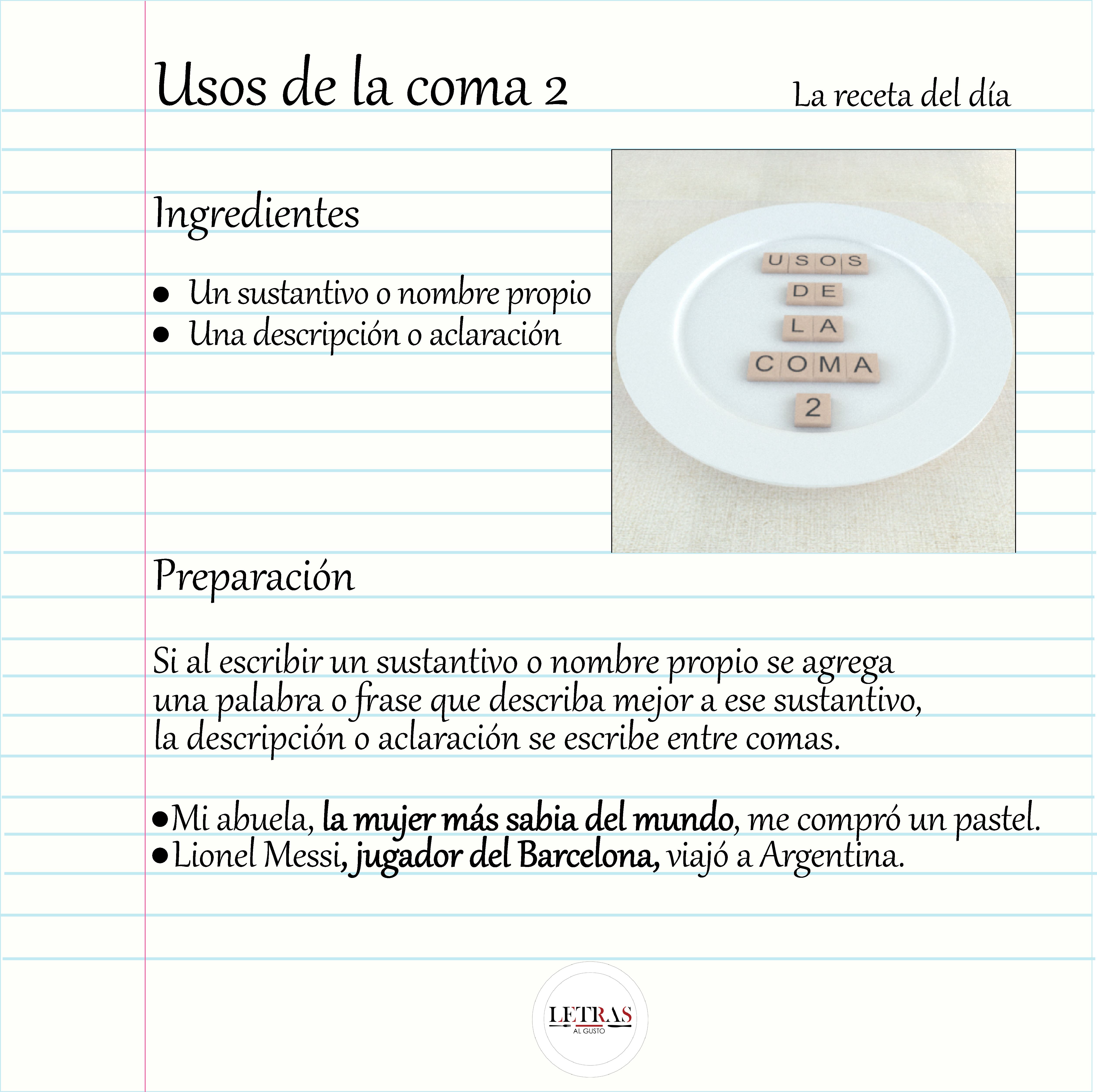 Uso de la coma 2 | Letras al Gusto
